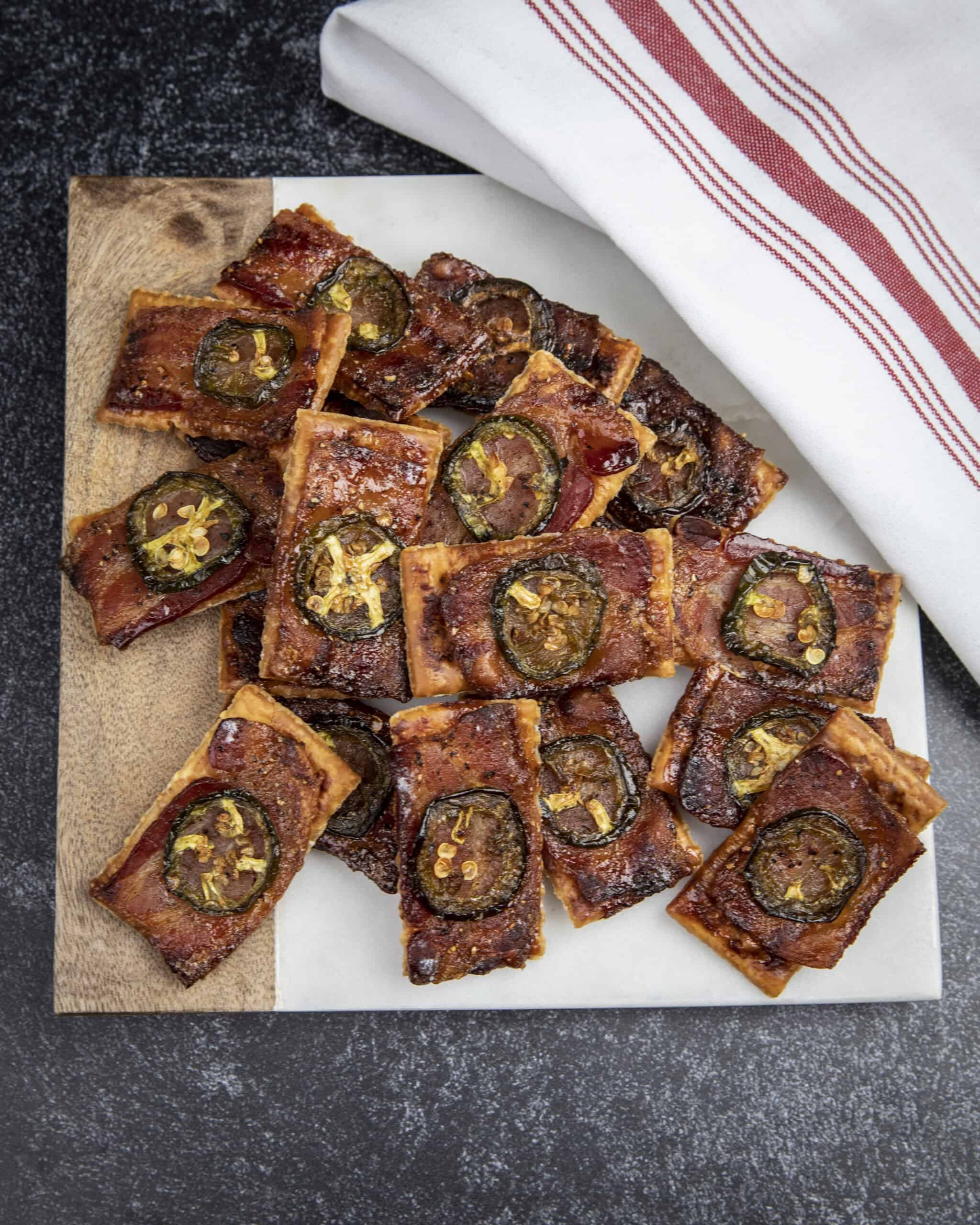 Candied bacon crackers recipe