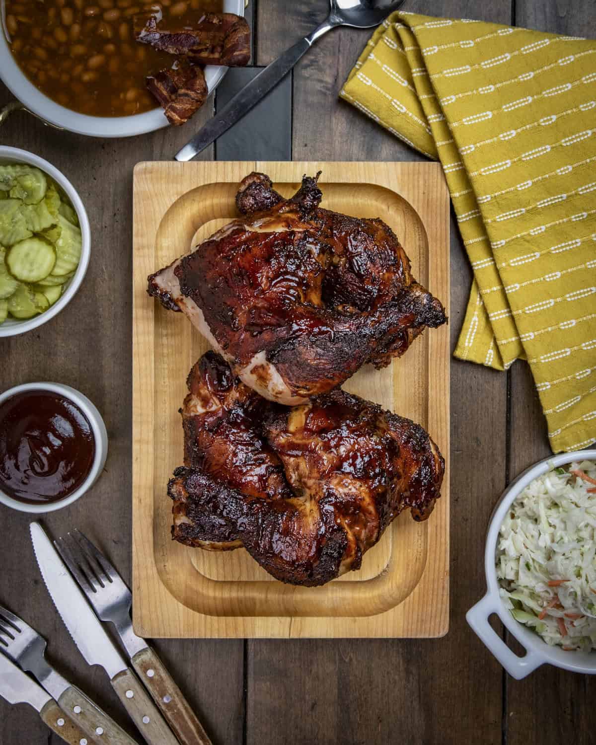 Grilled BBQ Chicken Leg Quarters (Crispy and juicy)